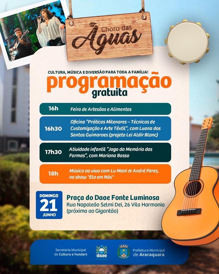 Choro das Águas tem diversas atrações neste domingo (21) - Notícias ...